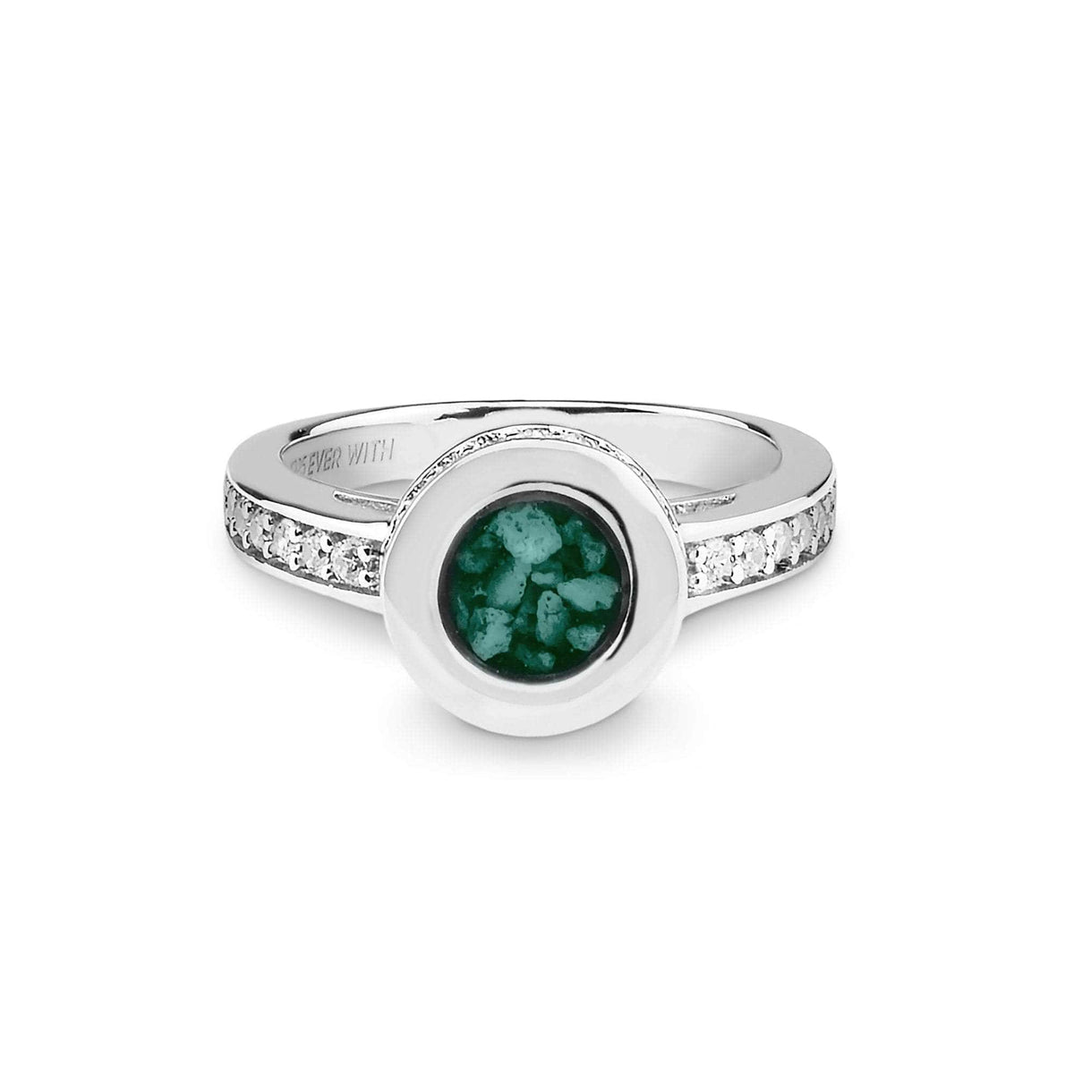 EverWith Ladies Round Halo Memorial Ashes Ring with Fine Crystals ...