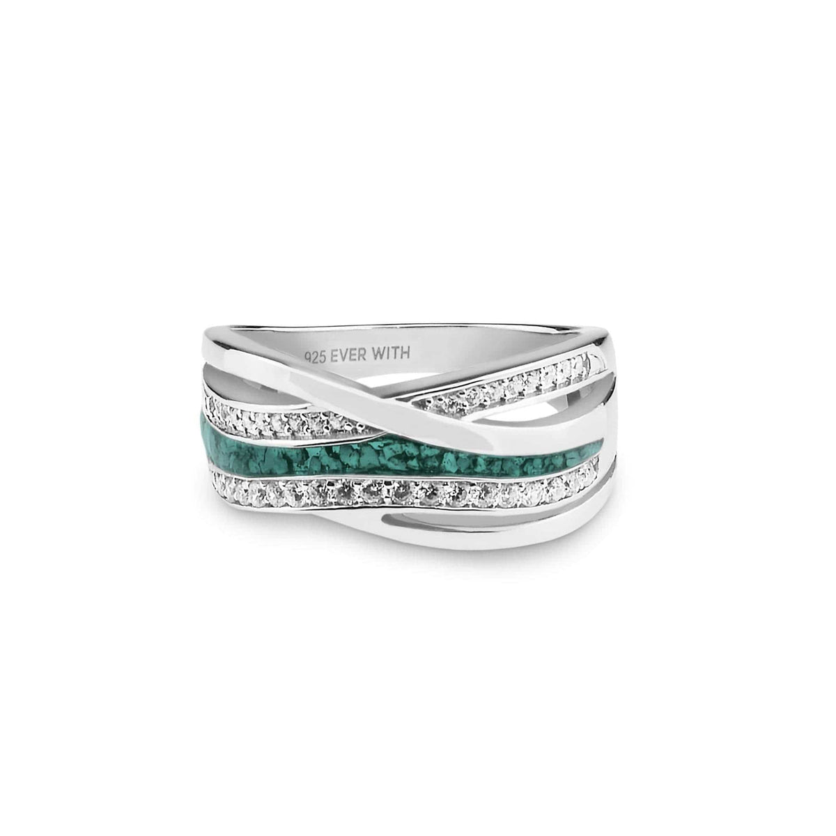 EverWith Ladies Waves Memorial Ashes Ring with Fine Crystals – EverWith ...